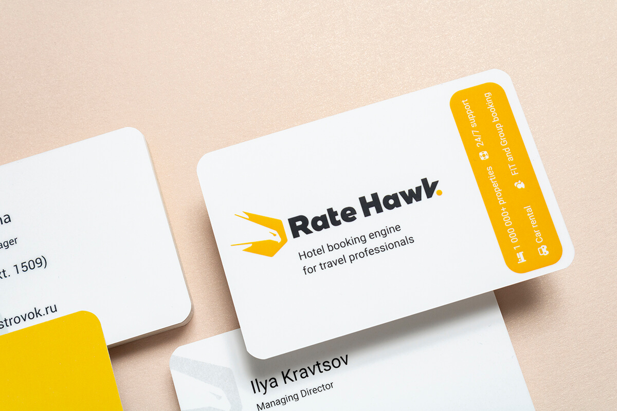 Визитки Rate Hawk. Печать в МДМпринт